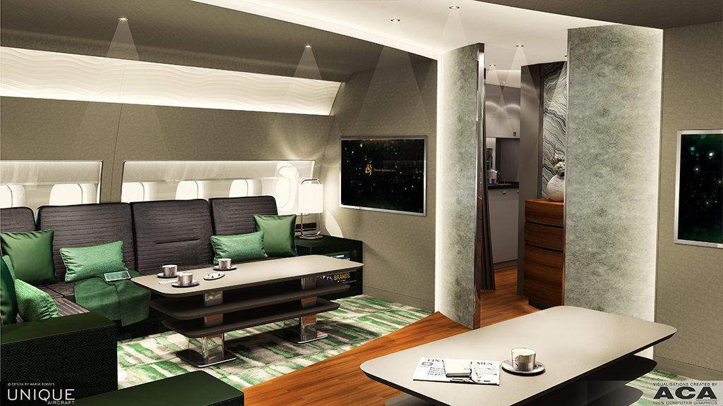 project name contemporary b777 300er vip interior